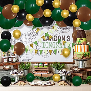 Dark Green Black Gold Balloon Garland Arch Kit - 122PCS Green and Gold Black Brown Balloons Forest Green Party for Tropical Camo Super Bowl Football Birthday 2024 Graduation Prom Party Decorations