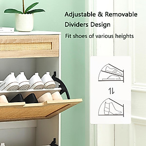 Assile Shoe Cabinet for Entryway, Tall Freestanding Shoe Rack with 3 Flip-Drawers, Hidden Storage Shoe Organiazer with Drawer, Sturdy Metal Leg for Entrance Hallyway Mudroom, Black