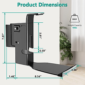 WALI Speaker Wall Mount Brackets for SONOS Play 5 Gen2 (2 Pack, Black)