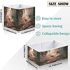 visesunny Closet Baskets Fairy Girl with Wing and Butterfly Storage Bins Fabric Baskets for Organizing Shelves Foldable Storage Cube Bins for Clothes, Toys, Baby Toiletry, Office Supply