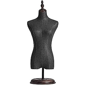 Tailors Dummy Mannequins Female Mannequin Dress Form Torso Female Mannequin Countertop Clothing Display, Black Dressmakers Fashion Students Mannequin Display Bust with Wood Stand Dressform Mannequin