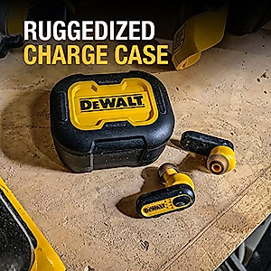 DEWALT True Wireless Bluetooth Earbuds — TWS Bluetooth Headphones — Wireless Earbuds with Type C Charging Case — Waterproof Wireless Earphones — Jobsite Pro-X1 Premium Sound for Outdoor Work