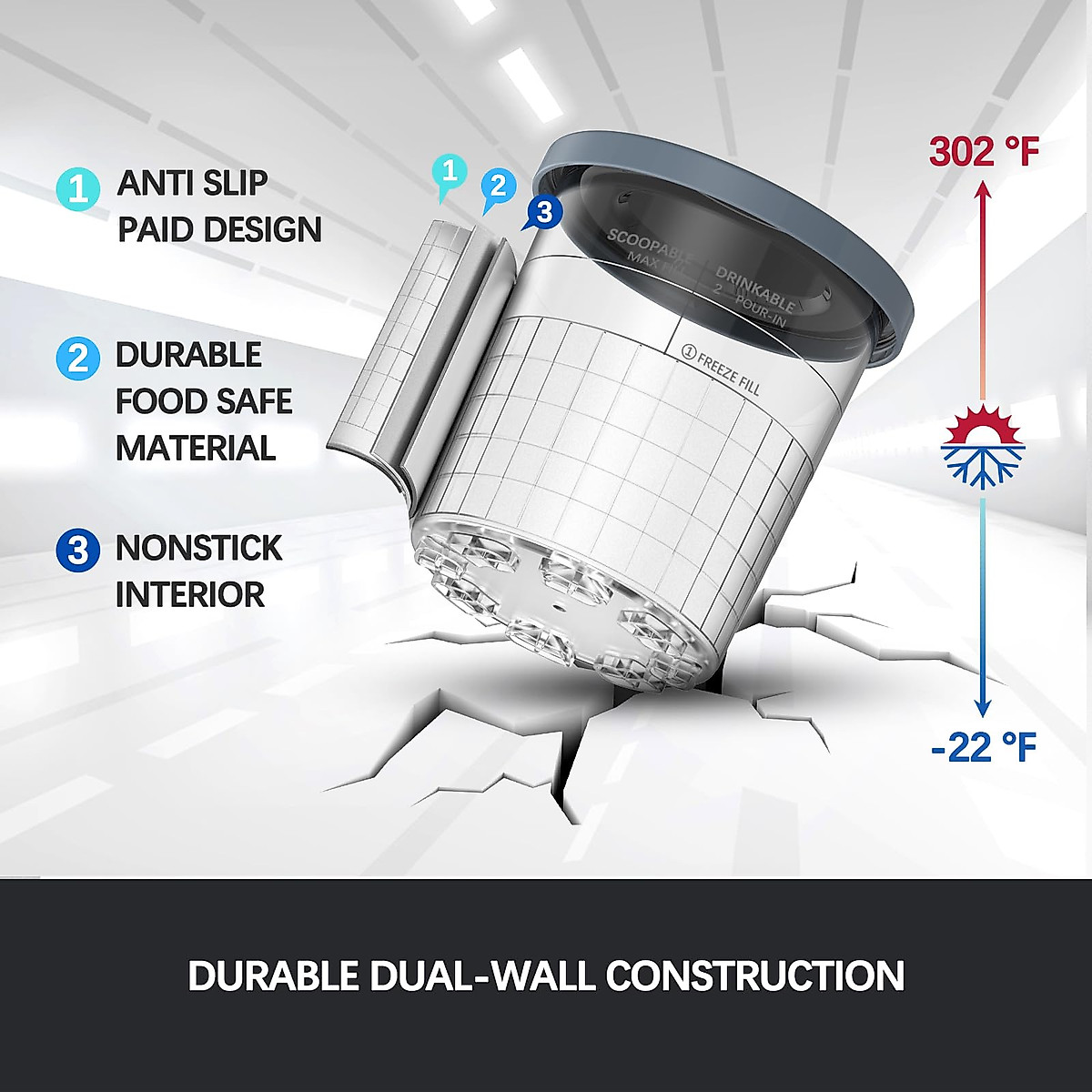 Omnikit Pint Containers Replacement for Ninja Creami Deluxe Pints and Lids - 4 pack, 24OZ XL Cups Compatible with Ninja Creami 11-in-1 Ice Cream Maker NC500 NC501 Series (Deluxe-Grey/Red/Blue/Mint)