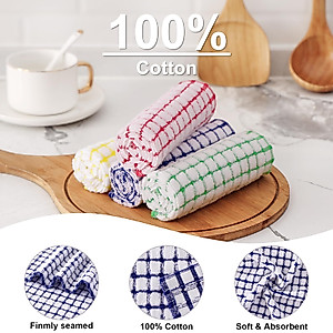 Kitinjoy Cotton 8 Pack Terry Kitchen Dish Cloths, 12 x 12 Inches Super Soft and Absorbent Dish Rags, Quick Drying Dish Towels for Washing Dishes, Mixed Color
