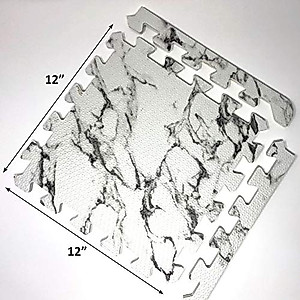 Nora's Nursery Baby Foam Play Mat - Foam Floor Tiles - Baby Mat for Floor - Foam Playmat for Babies & Toddlers - Interlocking Floor Mats for Nursery and Playroom - EVA Foam Mat - 48x48 - Marble Design