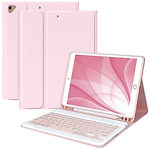 Keyboard Case for iPad 10.2" 9th 8th 7th Generation, with Detachable Bluetooth and Pencil Holder, 10.2 Inch/iPad Air 10.5"(3rd Gen)/iPad Pro 10.5 in, Auto Sleep/Wake Function (Pink)