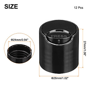 uxcell 24/410 PP Plastic Disc Top Caps Press Cap, 12PCS Durable Replacement Caps for Empty Bottle Lotion Shampoo Container, Black