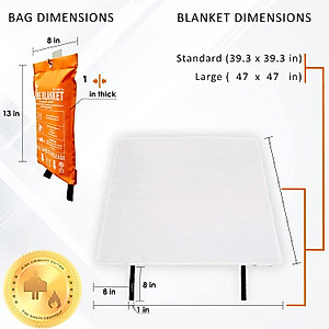 Supa Ant Emergency Fire Blanket for Home and Kitchen - 1 Pack 1500F High Visibility (Glow in The Dark) Smother Kitchen Fire Blanket - CE Certified Hero Fire Blankets Emergency for Home (40in)