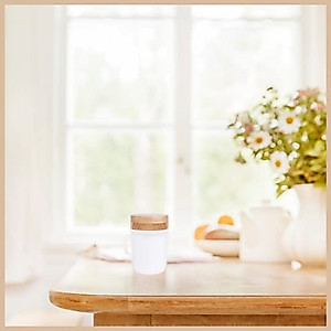 French Butter Crock for Countertop - Farmhouse Style Ceramic Butter Keeper w/Wooden Lid - White French Butter Dish with Water for Fresh & Spreadable Butter