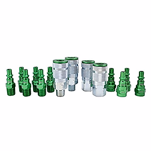 Milton ColorFit Coupler & Plug Kit (14 Piece), A-Style 1/4 NPT Green, S-314AKIT
