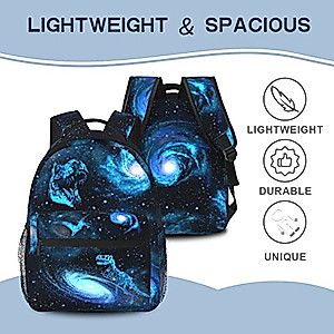 Dinosaur Backpack for Men Animals Blue Space Galaxy Print Bookbags for Men Lightweight Waterproof Adjustable Strap Bags Travel Laptop Backpack
