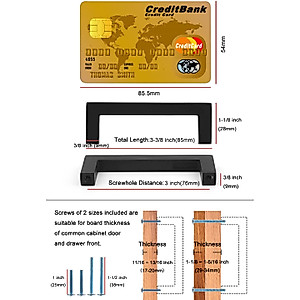 KOOFIZO Solid Square Bar Cabinet Handle - Oil Rubbed Bronze Furniture Pull, 3 Inch/76mm Screwhole Distance, 10-Pack for Kitchen Cupboard Door, Bedroom Dresser Drawer, Bathroom Wardrobe Hardware