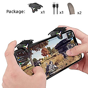Mobile Gaming Trigger, Physically Mapped Automatic Continuous Click Game Trigger, PUBG Mobile Controller, RGB Light Alloy Button Zero Latency, for PUBG/Fortnite/COD/NEW STATE Mobile Game