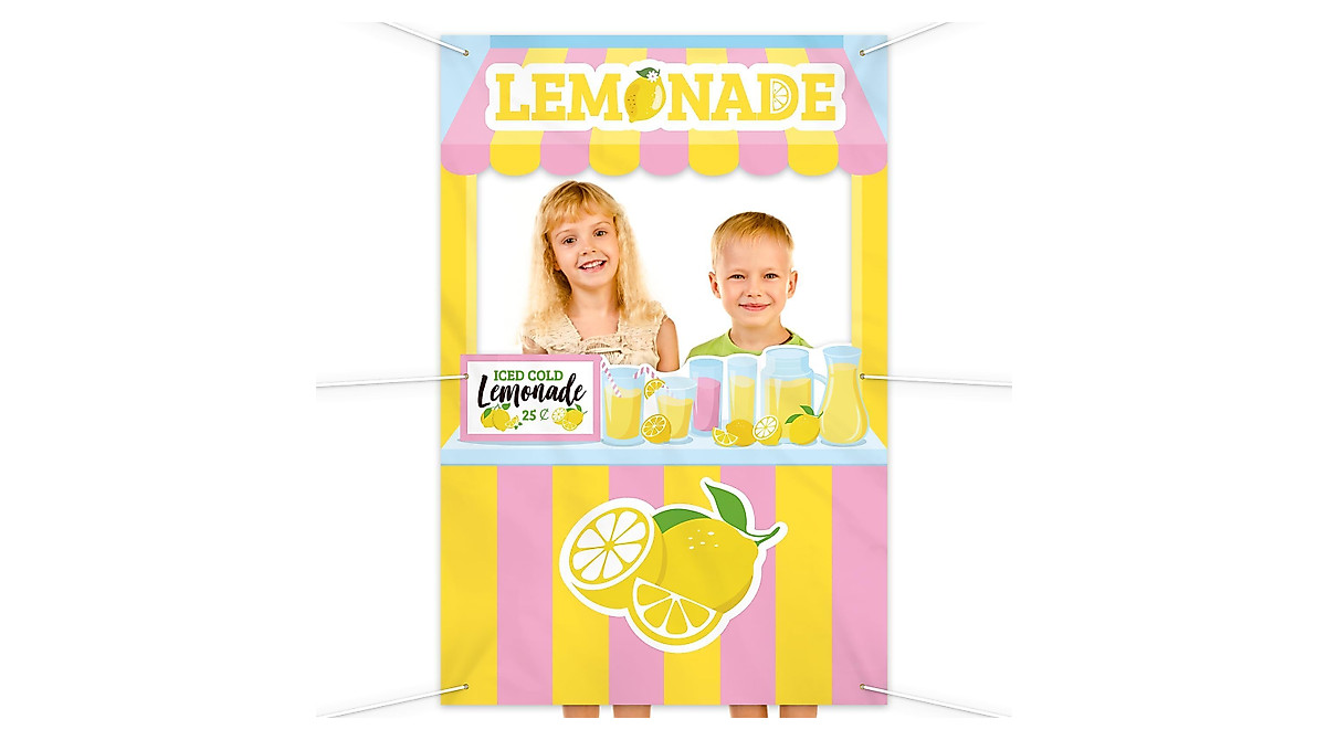 Vansolinne Lemonade Stand Backdrop for Fun Parties
