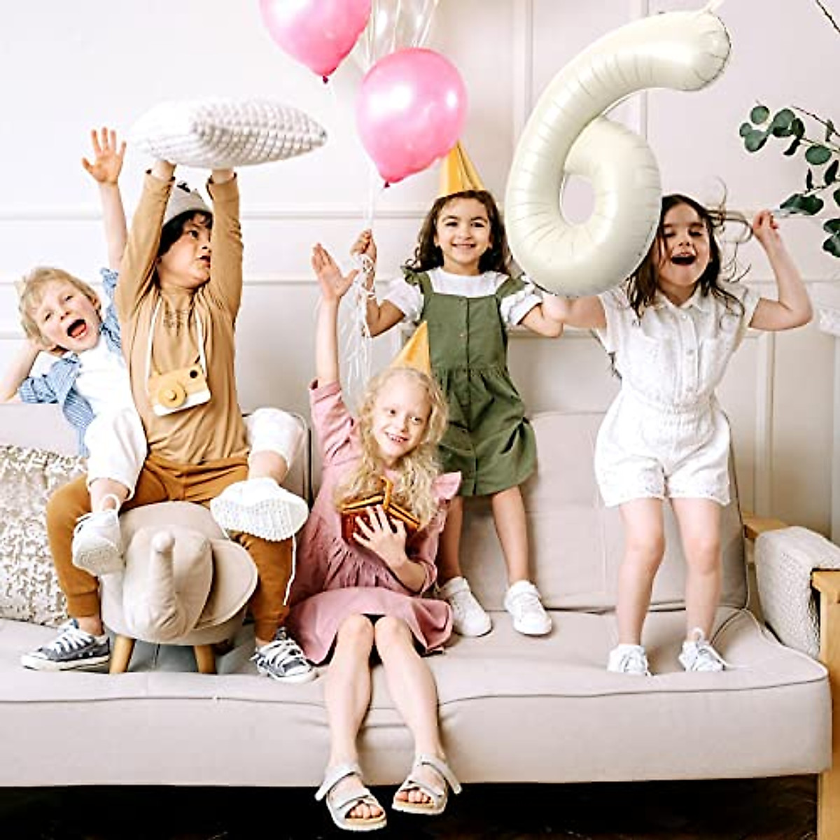 MJartoria Bundle 40 Inch Cream White 61 Number Balloons 61st Birthday Foil Balloon Large Digital Balloon for Birthday Party Wedding Anniversary Baby Shower Decorations