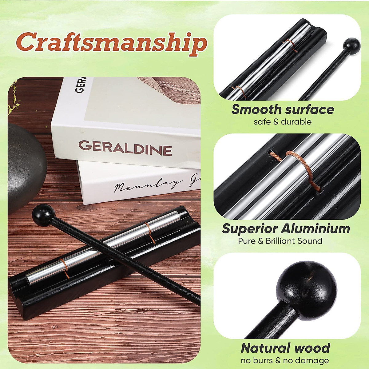 Konohan Classroom Chime Meditation Chimes Teacher Chime Hand Bell Chimes for Classroom Management Mindfulness Reminder Bell with Mallet Storage Bag for Teacher Gift Prayer Yoga Music