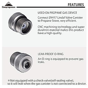 CAMPINGMOON Camping Grill Propane Gas Stove Adapter, Input: EN417 Lindal Valve Canister, Output: Propane Gas Stove Z20