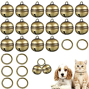 Dog Collar Bell 16Strings in 8 Pieces Pet Bells for Collar Loud Brass Cat Bells for Collar with Key Rings Vintage Bronze Jingle Bells for Doorbell Potty Training