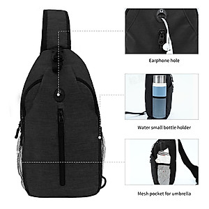 Sling-Bag Crossbody-Bag Women-Men Backpack-Daypack - Hiking Chest Travel with Water Bottle Pocket Portable Hiking Daypacks For Women Black