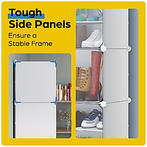 CUBEDIY Side Panels for Shoe Organizer 2 Square Metal-Frame 11.8” x 11.8” Shoe Storage Spare Parts for Shoe Cabinet Customizable Shoe Organizer Closet Extras for Shoe Rack Organizer Set White