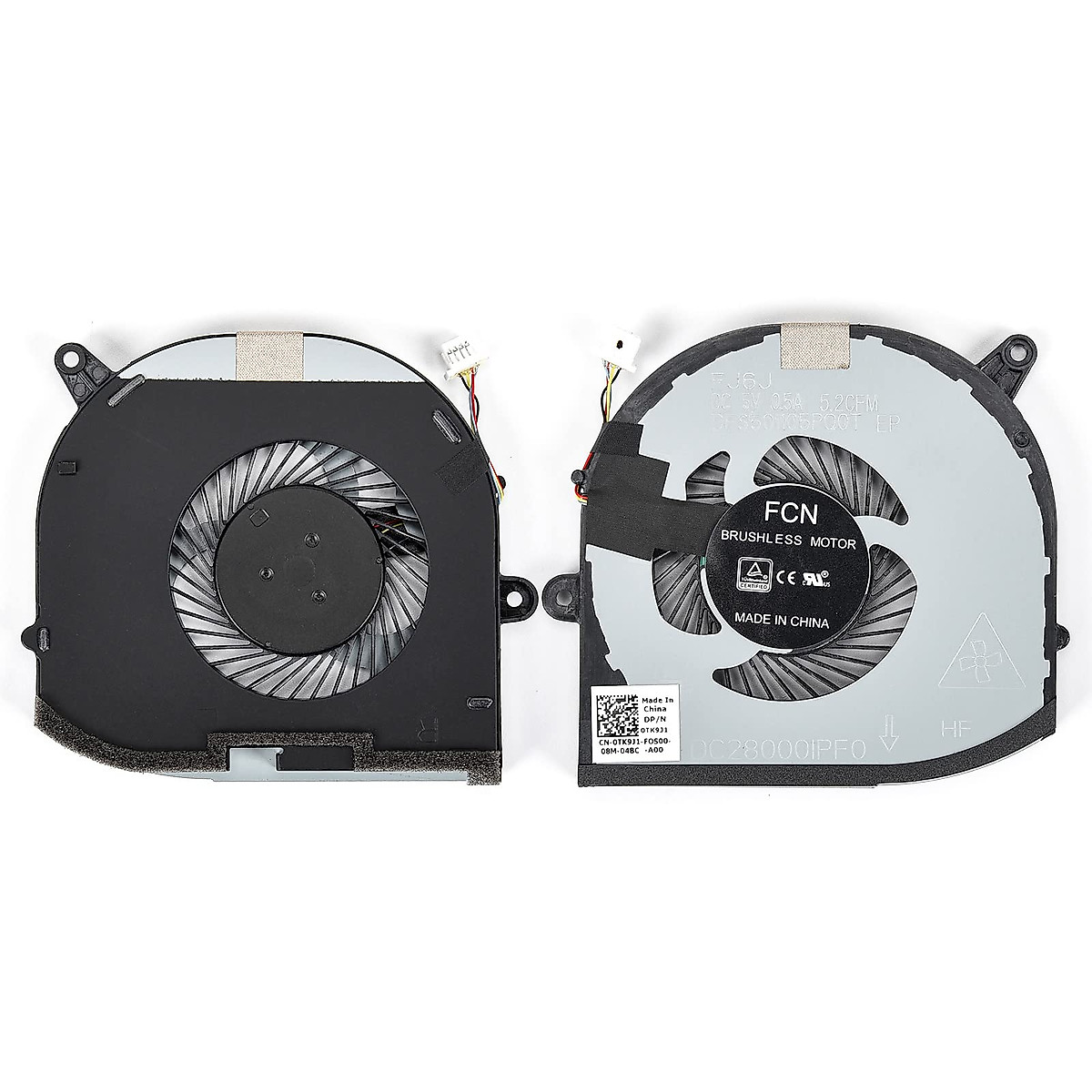 Replacement CPU w/GPU Cooling Fan for Dell XPS 15 9570 & XPS 15 7590, Precision 5530 5540 Series Laptop P/N: 008YY9 0TK9J1 TK9J1 08YY9
