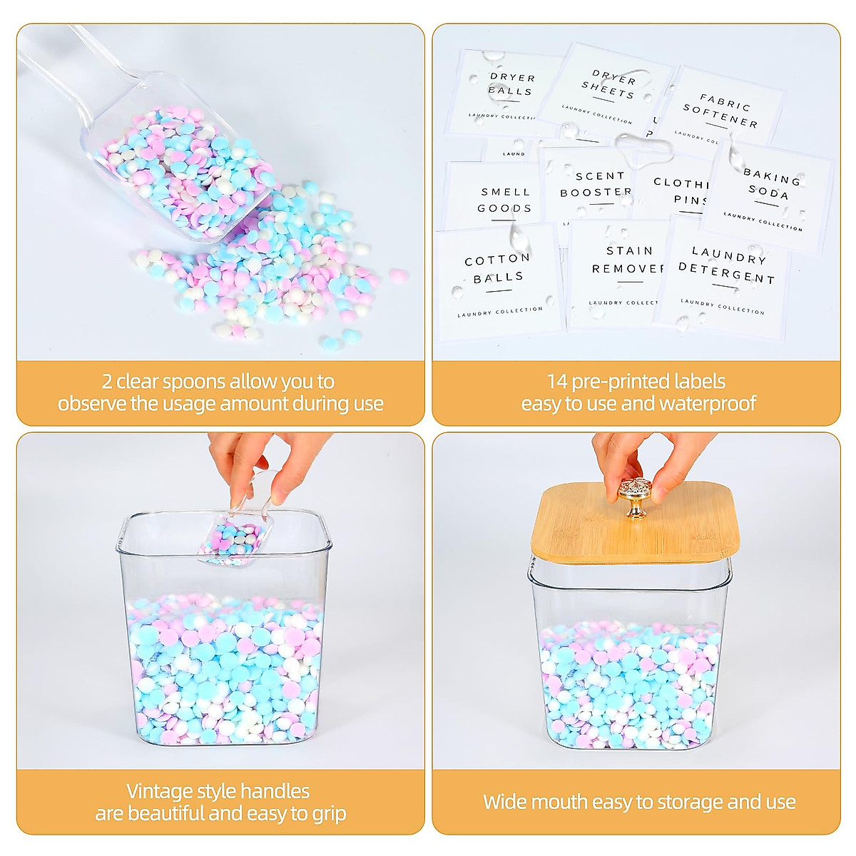 POLRAI 3 Pack Laundry Room Organization Storage Containers 2 Half Gallon Laundry Pod Containers and Dryer Sheet Holder with Lids and Labels for Laundry Detergent Laundry Pods Dry Sheet Organizing