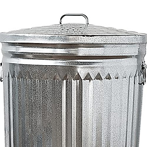 UTY 20 Gallon Galvanized Steel Trash Can with Lid, Silver, 17.5 inch*17.5 inch*23.5 inch