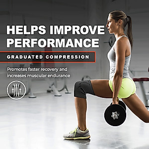 UFlex Athletics Knee Compression Sleeve Support for Women and Men - Knee Brace for Pain Relief, Fitness, Weightlifting, Hiking, Sports - Black, Medium