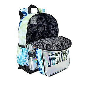 17" Laptop Backpack, Lunch Tote and Pencil Case, 3-Piece Set Metallic Print Blue Tie Dye 0595