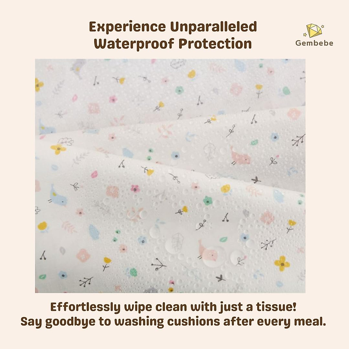 Gembebe Waterproof & Compatible Stokke Tripp Trapp Cushion Set - Easy to Clean Stokke Tripp Trapp Newborn Set - 100% Cotton Stokke Tripp Trapp High Chair Cushion Set (Little Birdie / 49.5 Counts)