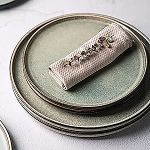 AmorArc Dinner Plates Set of 6, 10.5 Inch Reactive Glaze Ceramic Plates Set, Microwave, Dishwasher Safe, Scratch Resistant, Modern Large Dinnerware Dishes Set Kitchen Stoneware Plates