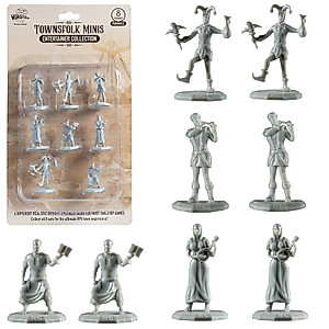 Monster Townsfolk Mini Fantasy Figures - 8pc Entertainer Non Player Character NPC Miniatures - 1" Hex-Sized Compatible w DND Dungeons and Dragons, Pathfinder and All RPG Tabletop Games