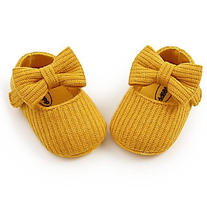 QWZban Baby Girls Mary Jane Flats with Bowknot Soft Newborn Infant Crib Shoes Wedding Party Dress Shoes First Walkers