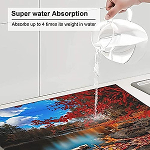 killarney national park Printed Drying Mat For Kitchen Ultra Absorbent Microfiber Dishes Drainer Mats Non-Slip Silicone Quick Dry Pad - 18 X 16inch