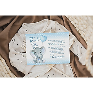 Your Main Event Prints Elephant Baby Shower Thank You Cards 20 Count Pre-written Thank You Cards, Baby Sprinkle Blue Dots