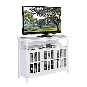 Convenience Concepts Big Sur Deluxe TV Stand with Storage Cabinets and Shelf for TVs up to 55 Inches, White