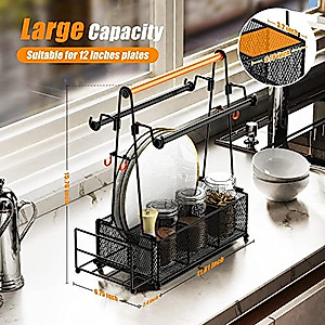 PHINOX Utensil Caddy, Silverware Caddy Condiment Caddy, Utensil Holder for Party, Picnic Flatware caddy with Handle and Paper Towel Roll Holders, Utensil Cutlery Caddy for Camping, Kitchen (BLACK)