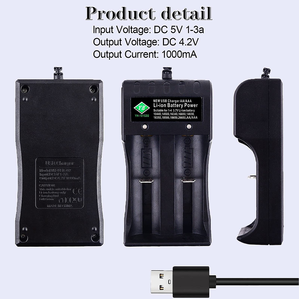 18650 Battery Charger, AA Battery Charger for Li-ion/Ni-MH 18650 26650 18490 18350 17500 16340(RCR123) 14500 10440 Battery, Ni-MH Ni-Cd AA AAA AAAA Battery