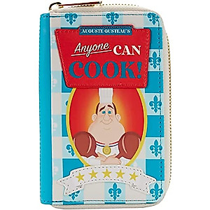 Loungefly Disney Ratatouille 15th Anniversary Gusteau's Cookbook Zip Around Faux Leather Wallet,Lightweight,Blue