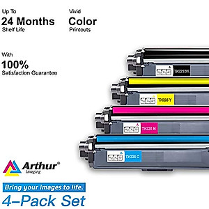 Arthur Imaging Compatible Toner Cartridge Replacement for Brother TN221 TN225 (Black, Cyan, Yellow, Magenta, 4-Pack)