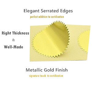 UNIQOOO 100pcs Gold Embossed Foil Blank Certificate Self-Adhesive Sealing Stickers - Perfect for Invitations, Certification, Graduation, Notary Seals, Corporate Seals, and Personalized Monogram Emboss