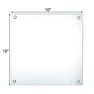 Hacaroa Set of 4 Tempered Glass Cutting Board, 10"x10" Square Chopping Board with Rubber Feet, Non-slip Glass Tray for Kitchen Countertop, Long Lasting, Shatter-Resistant, Dishwasher Safe, Clear