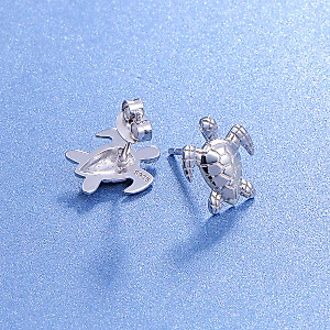 (Health and Longevity) S925 Sterling Silver Sea Turtle Animal Stud Earring for Women