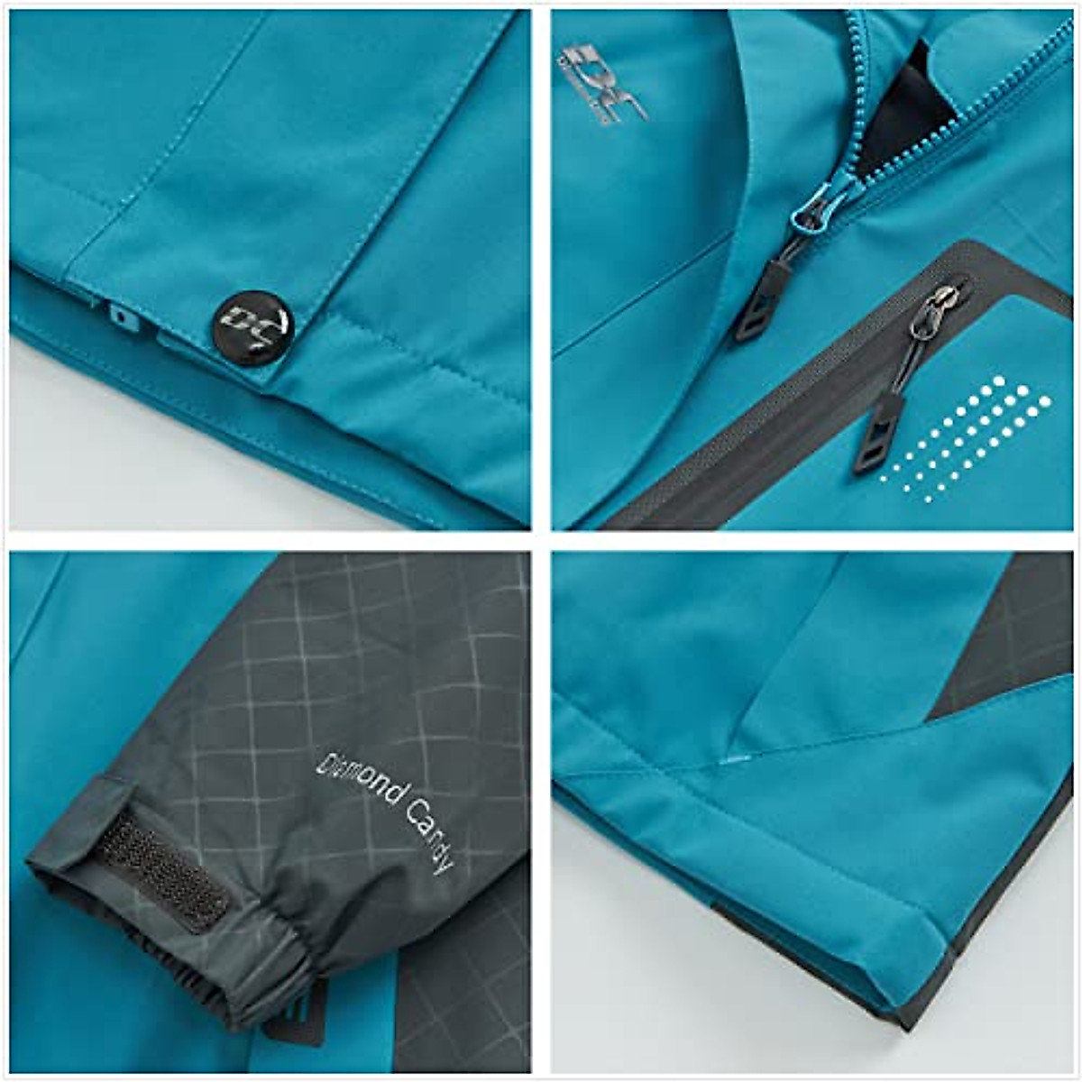 Diamond Candy Women's Waterproof Rain Jacket with Hood Lightweight Windbreaker Raincoat for Hiking, Travel and Running