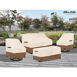 ANartcle Outdoor Swivel Rocker Chair Cover 2 Pack,Patio Swivel Chair Covers for Outdoor Furniture(28W x 33D x 38.5H Inch),Rocking Chair Covers Waterproof,Beige&Brown.