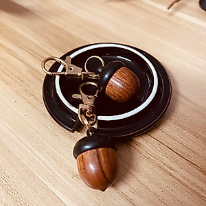 CGYGP Acorn Keychain, Wooden Acorn Canister,Fall acorn Locket Wood Acorn Nut Keepsake Pendant gift for men women