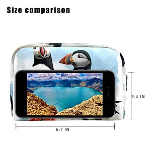 TBOUOBT Cosmetic Travel Bags, Makeup Case, Makeup Bag for Toiletries, Animal Oil Painting Atlantic Puffins