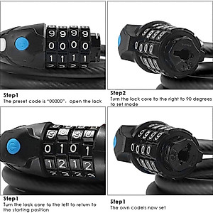 bicycle locks heavy duty anti theft Bike Lock Bike Lock 4 Digit Code Combination Bicycle Security Anti-theft Cycling Bicycle Lock With Lock Holder LED Light, For Cycles Bicycles Motorcycles Scooters S