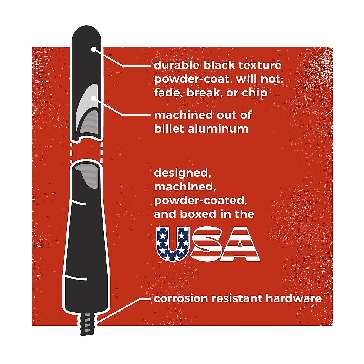 CravenSpeed Stubby Antenna Compatible with Ford Transit 2013-2022 | 3.8 Inches | Short Antenna Replacement | Made in The USA