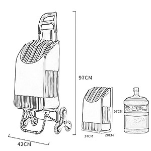 SH-gwtc Shopping Trolley,Foldable Shopping Cart 2 Wheels Climbing Trolly/Waterproof Shopping Bag/Collapsible Push Pull Carts (Color : A)